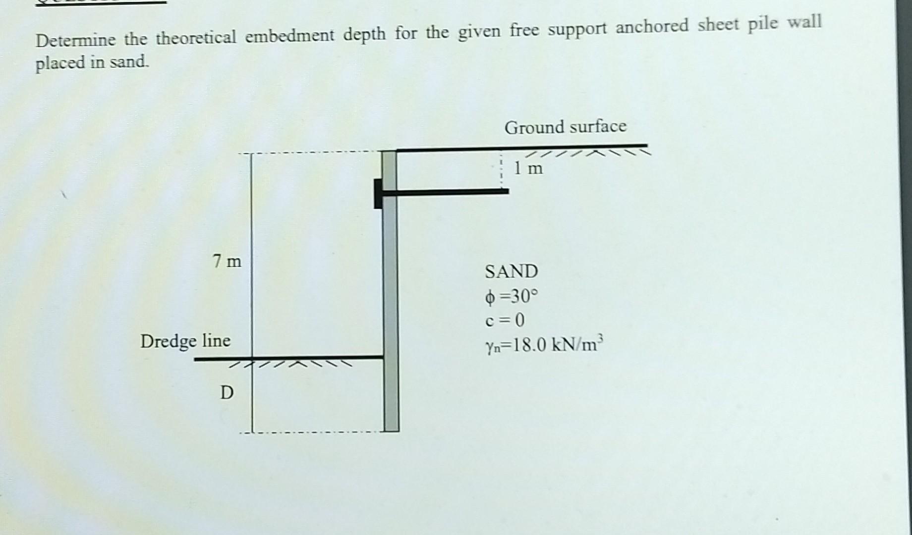 Solved Determine the theoretical embedment depth for the | Chegg.com