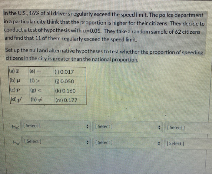 Solved In the U.S. 16% of all drivers regularly exceed the | Chegg.com