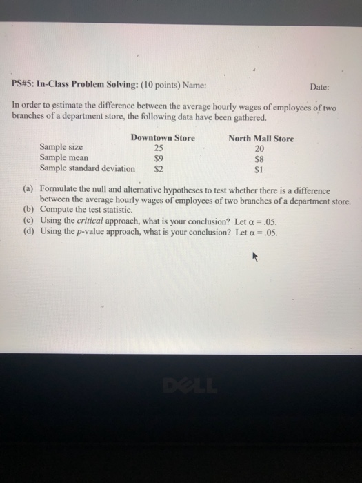 Solved Ps5 In Class Problem Solving 10 Points Name 
