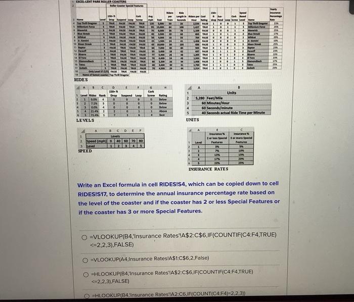 Solved 1 EXCEL-LENT PARK ROLLER COASTERS * f Perce 3 Fas See | Chegg.com