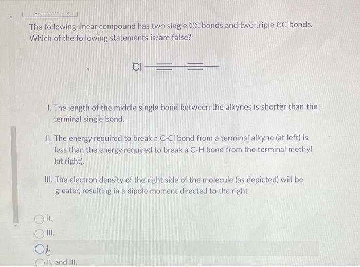 Solved The following linear compound has two single CC bonds | Chegg.com