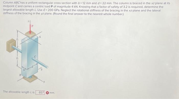 Solved Column ABC has a uniform rectangular cross section | Chegg.com