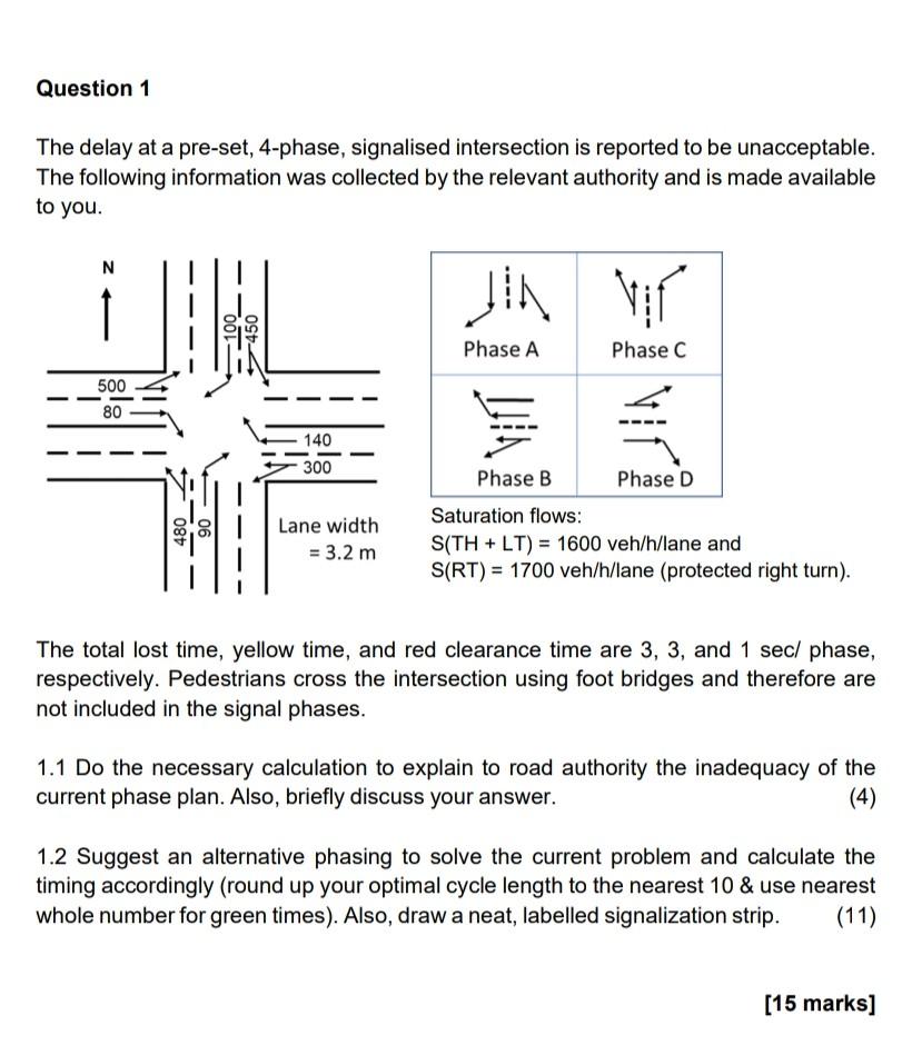 Solved The delay at a pre-set, 4-phase, signalised | Chegg.com