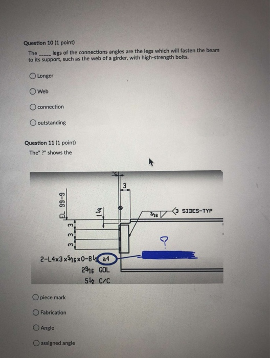 Solved Question 10 (1 point) The legs of the connections | Chegg.com
