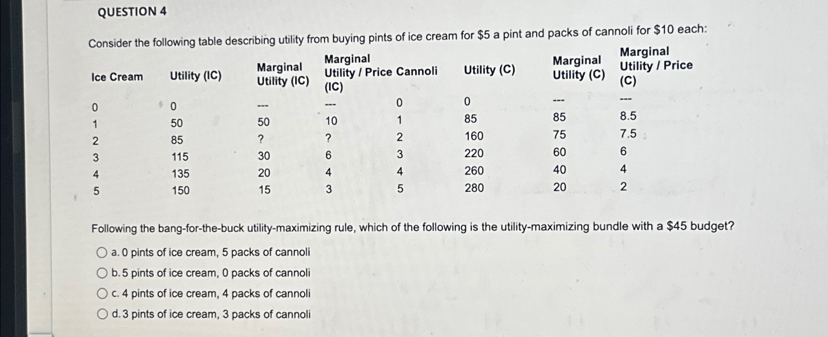 Solved QUESTION 4Consider the following table describing | Chegg.com