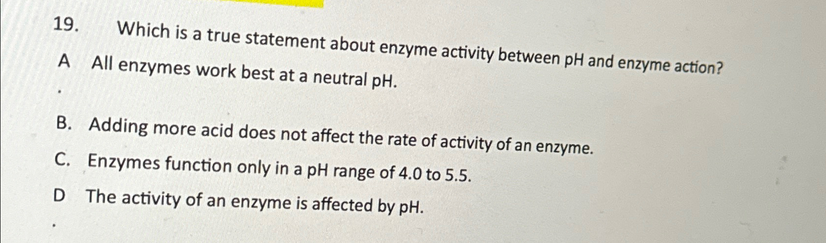 Solved Which is a true statement about enzyme activity | Chegg.com