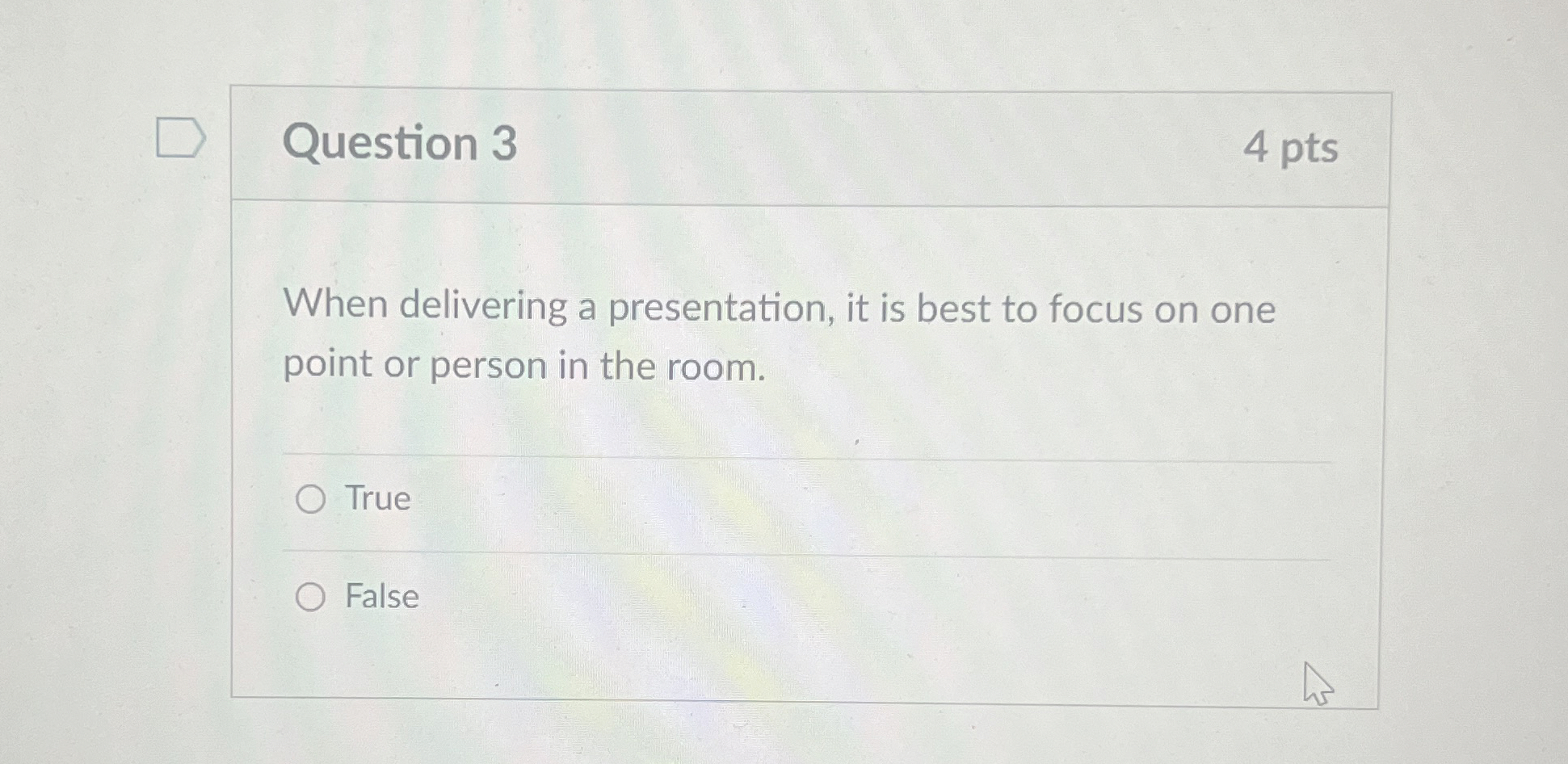 Solved Question 34 ﻿ptsWhen delivering a presentation, it is | Chegg.com