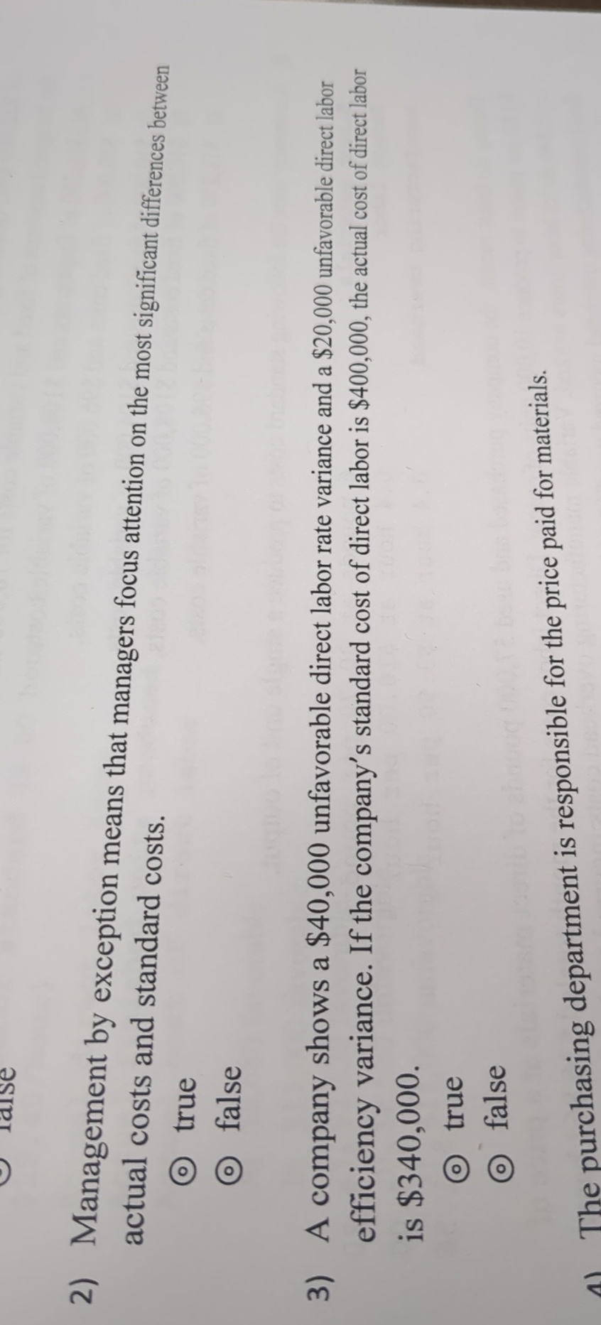 Solved Management by exception means that managers focus | Chegg.com