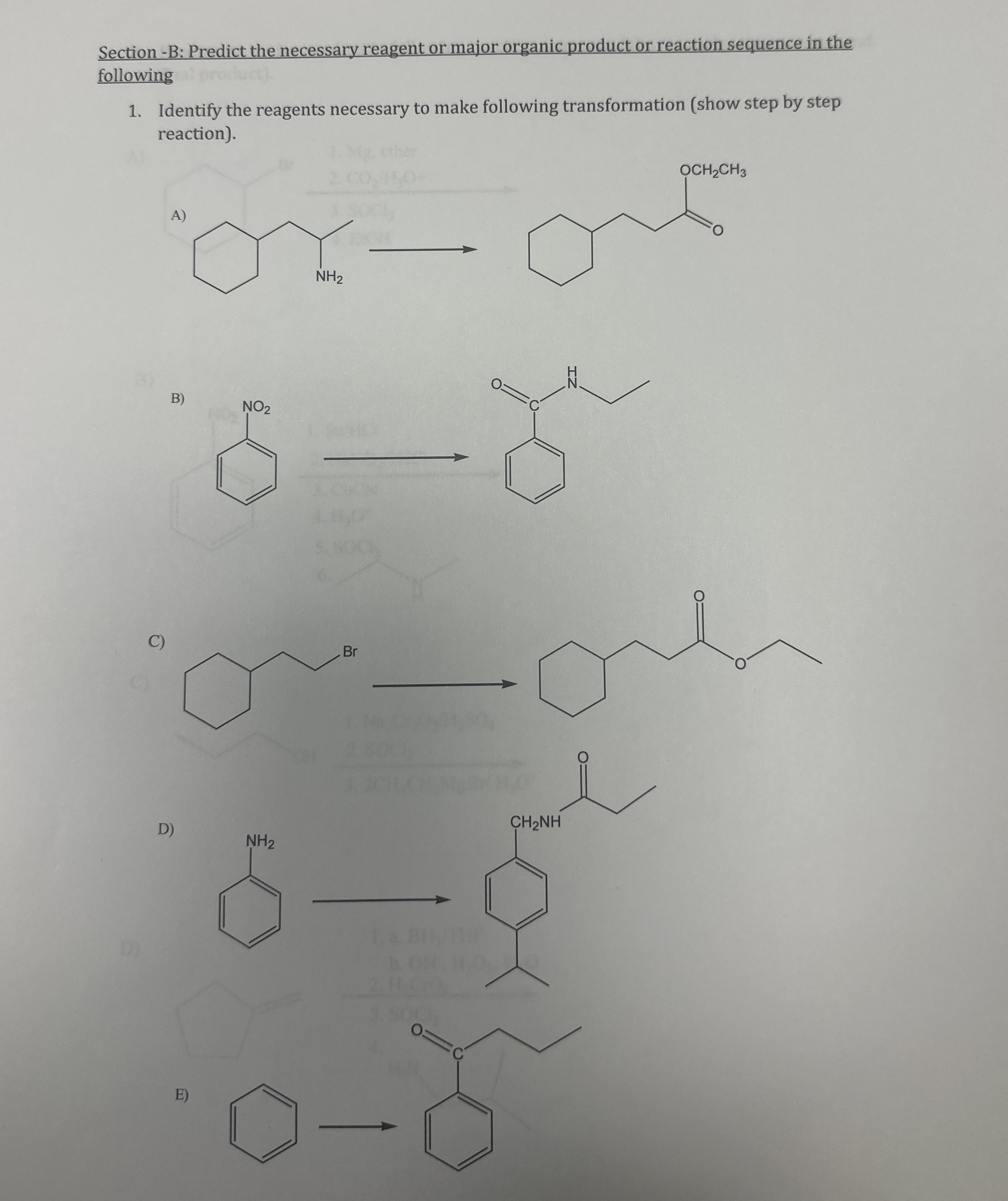 Solved Section -B: Predict the necessary reagent or major | Chegg.com