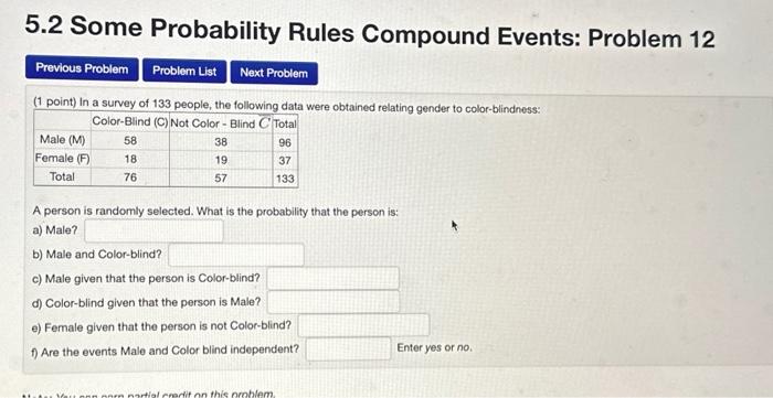 Solved 5.2 Some Probability Rules Compound Events: Problem | Chegg.com