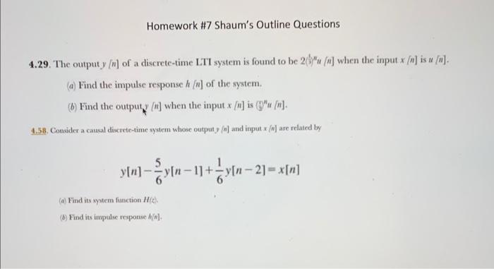 Solved 429 The Output Y N Of A Discrete Time Lti System 
