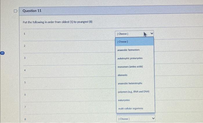 Solved Put the following in order from oldest (1) to | Chegg.com