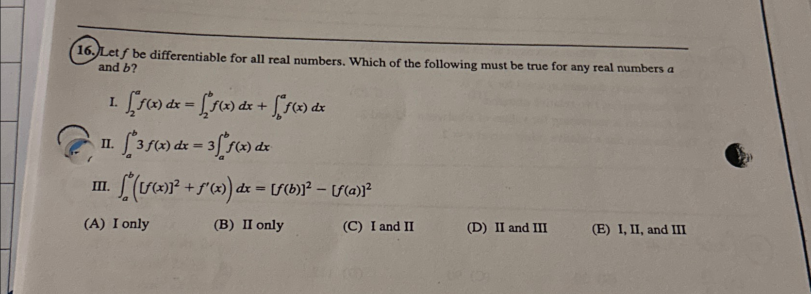 Solved Let f ﻿be differentiable for all real numbers. Which | Chegg.com