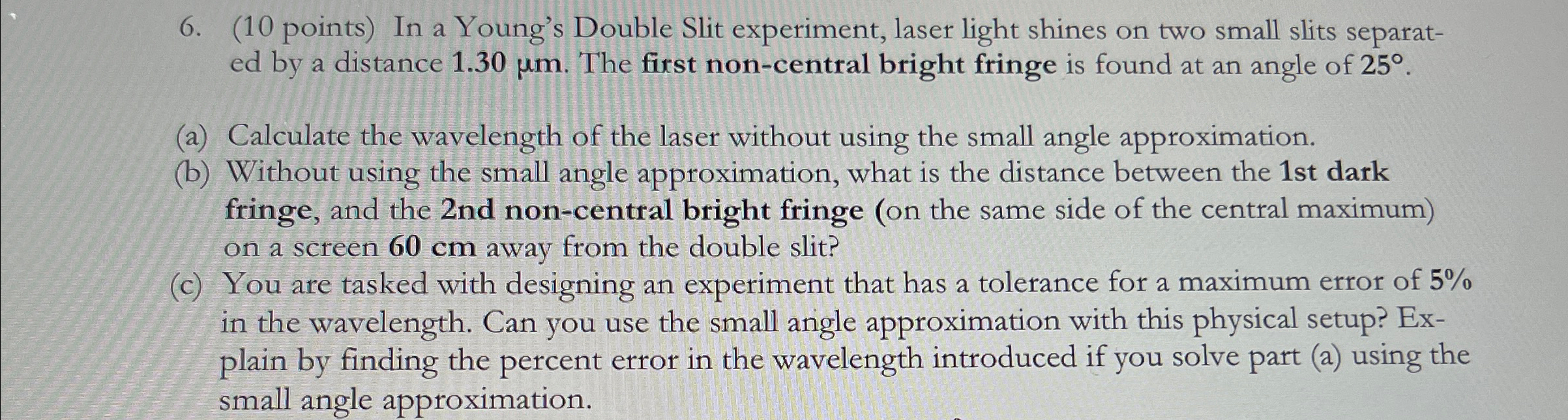 Solved (10 ﻿points) ﻿In a Young's Double Slit experiment, | Chegg.com