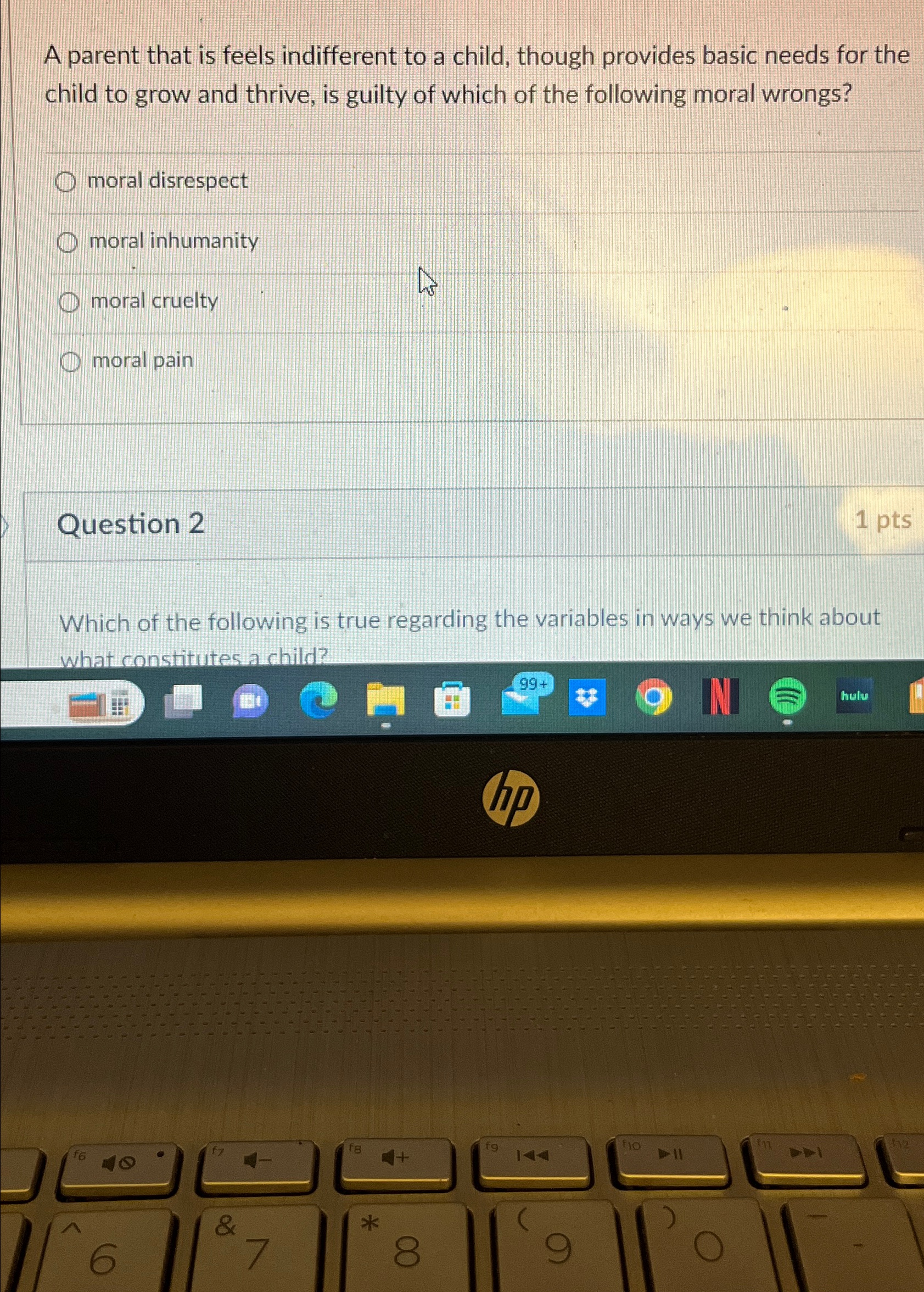 Solved A parent that is feels indifferent to a child, though | Chegg.com