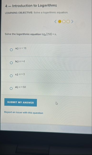 Solved 4 - ﻿Introduction to LogarithmsLEARNING OBJECTIVE: | Chegg.com
