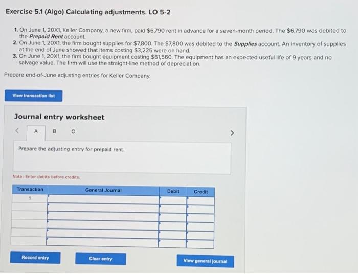 Solved Journal entry worksheet Prepare the adjusting entry | Chegg.com