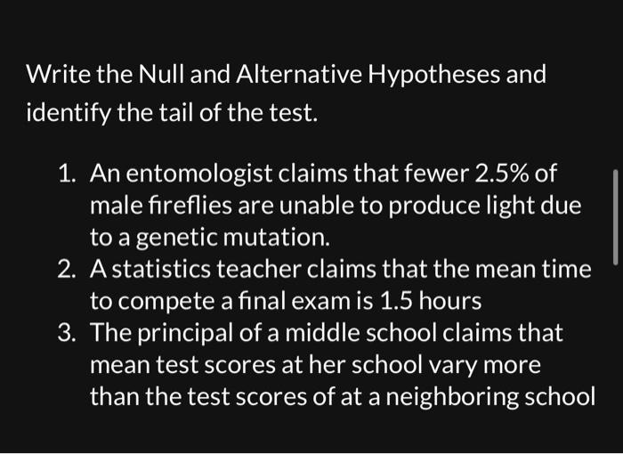 Solved Write the Null and Alternative Hypotheses and | Chegg.com