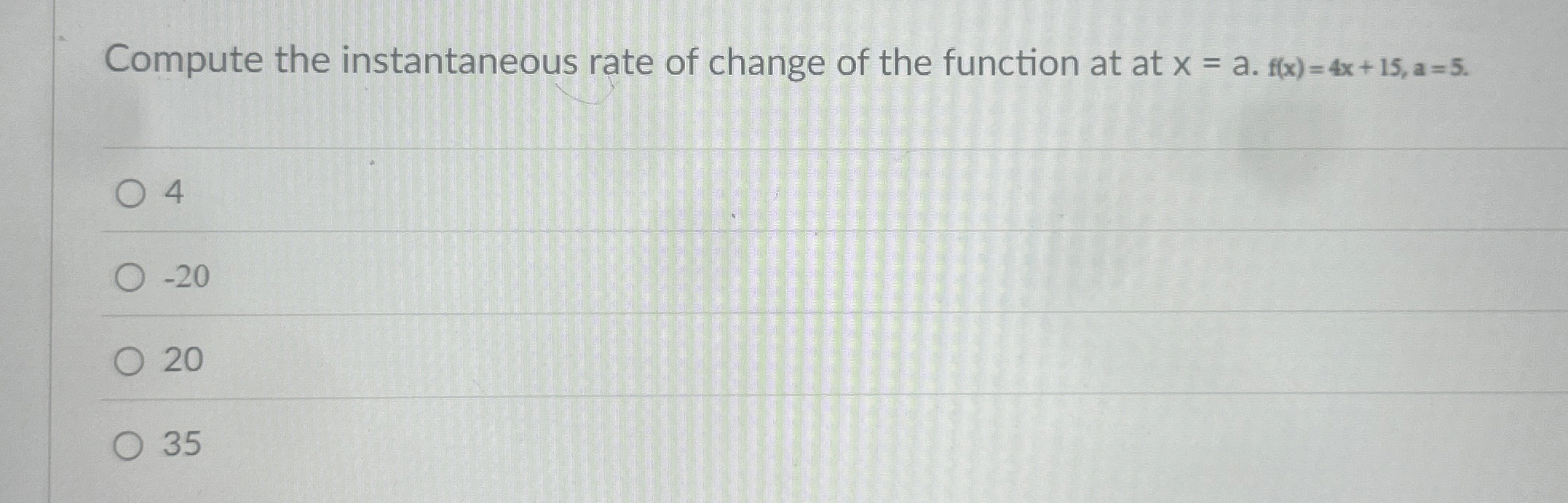Solved Compute the instantaneous rate of change of the | Chegg.com