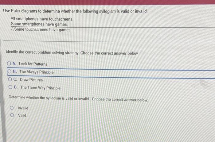 Solved Use Euler diagrams to determine whether the following | Chegg.com