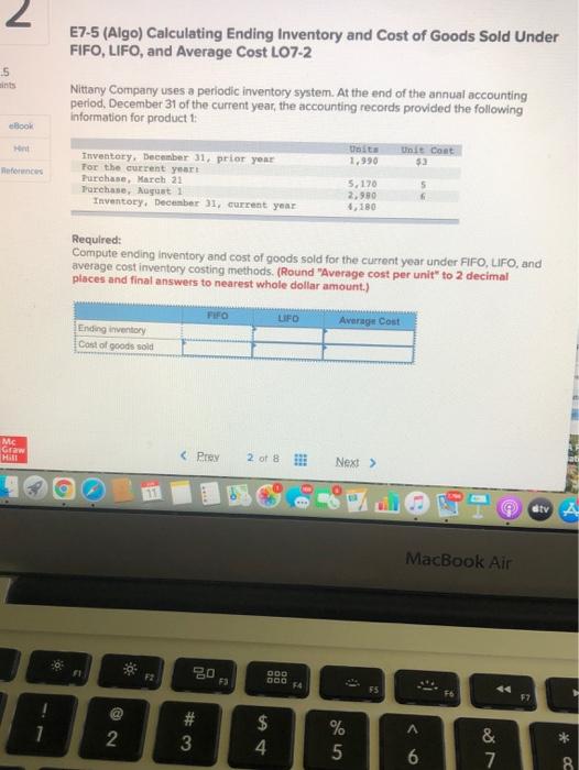 Solved E7-5 (Algo) Calculating Ending Inventory and Cost of | Chegg.com