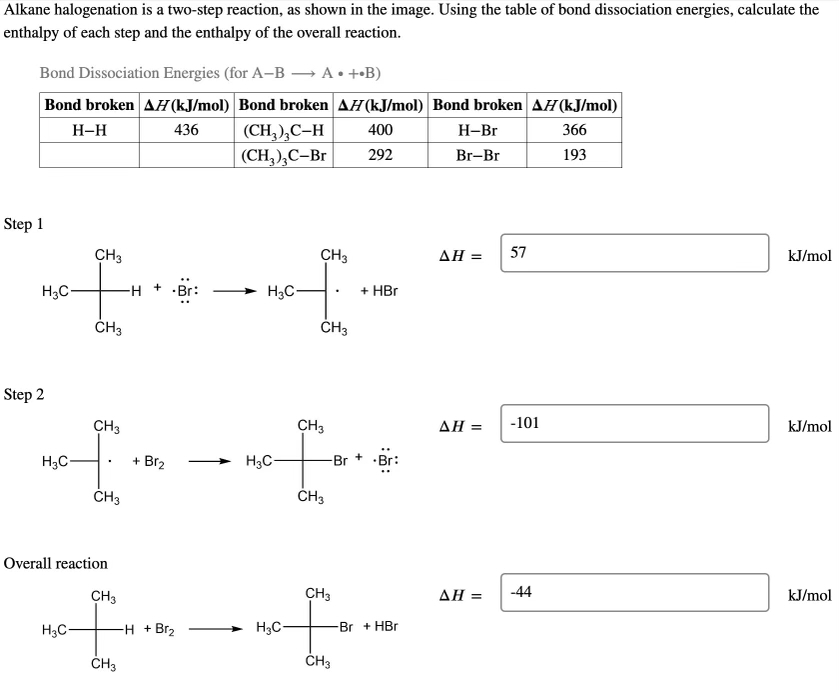 Solved Alkane halogenation is a two-step reaction, as shown | Chegg.com