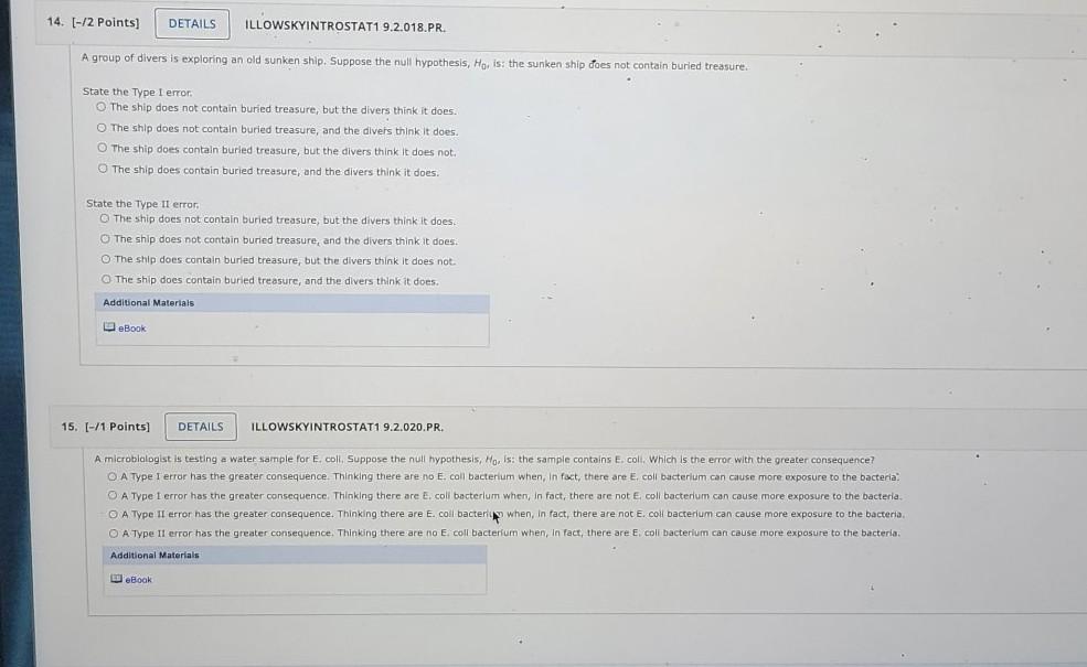 Solved 14. [-12 Points] DETAILS ILLOWSKYINTROSTAT1 | Chegg.com