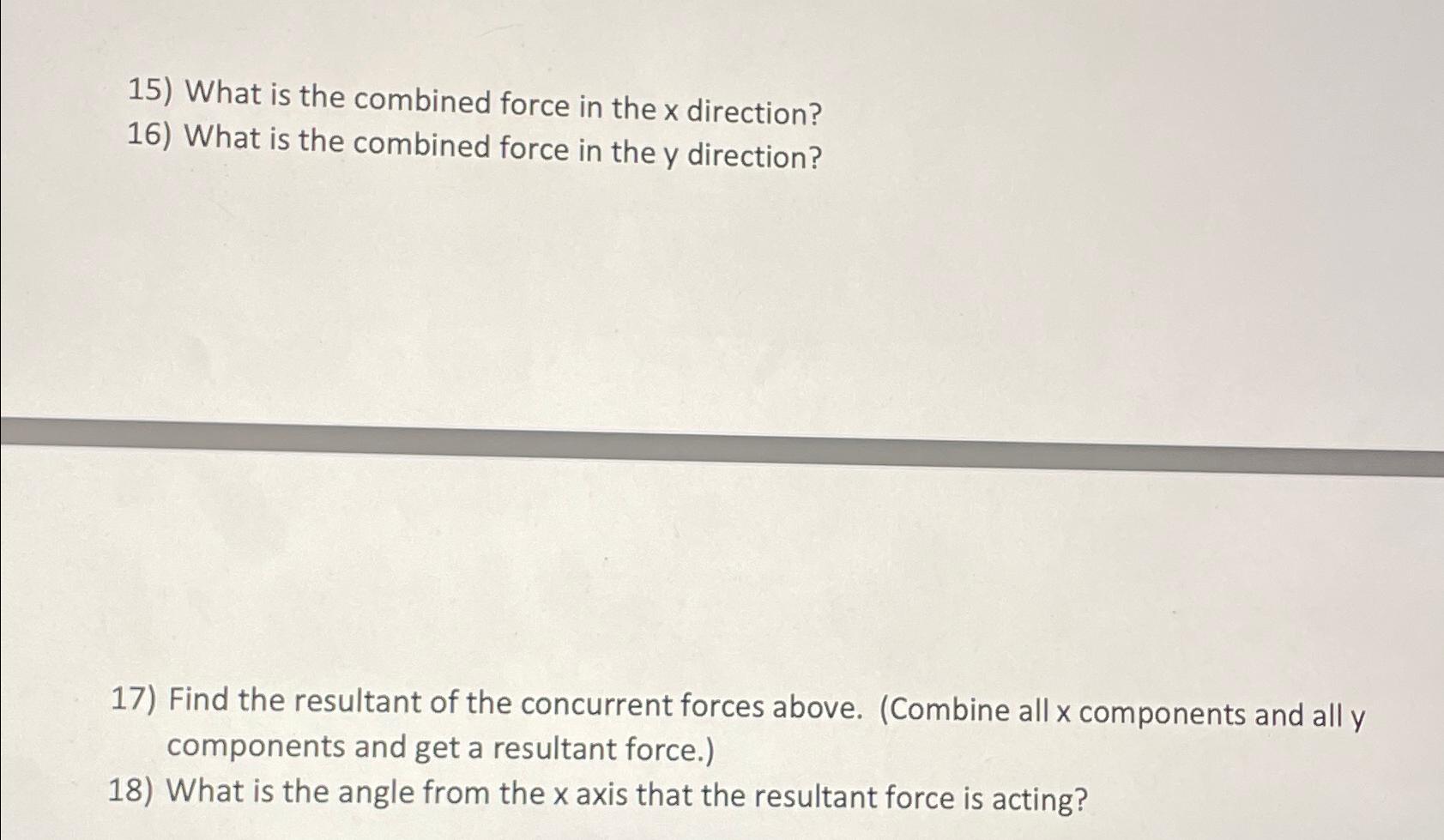 What is the combined force in the x direction?\\nWhat | Chegg.com