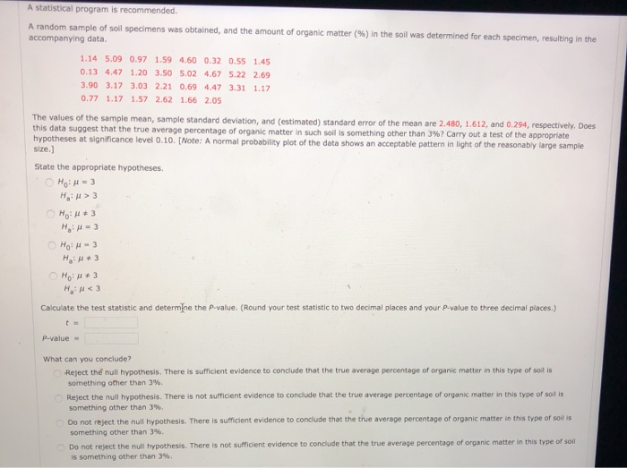 Solved A Statistical Program Is Recommended A Random Sample 