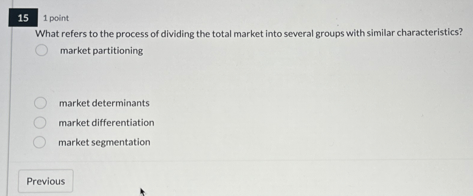 Solved 151 ﻿pointWhat refers to the process of dividing the | Chegg.com