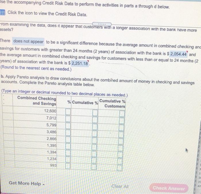 Solved Use the accompanying Credit Risk Data to perform the | Chegg.com