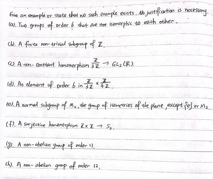 Solved Give an example or state that no such example exists. | Chegg.com