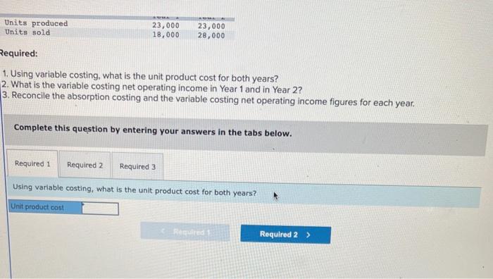 Solved Required: 1. Using variable costing, what is the unit | Chegg.com