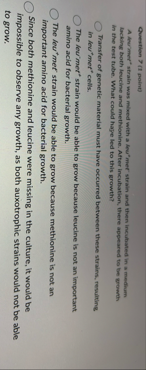 Solved Question 7 (1 ﻿point)A lew'met' strain was mixed with | Chegg.com