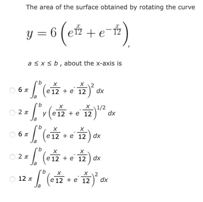 Solved The area of the surface obtained by rotating the | Chegg.com
