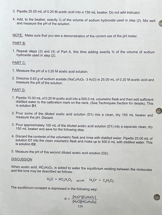 Solved DISSOCIATION CONSTANT OF ACETIC ACID INTRODUCTION | Chegg.com