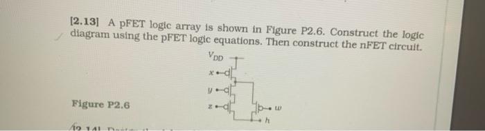 Solved [2.13] A pFET logic array is shown in Figure P2.6. | Chegg.com