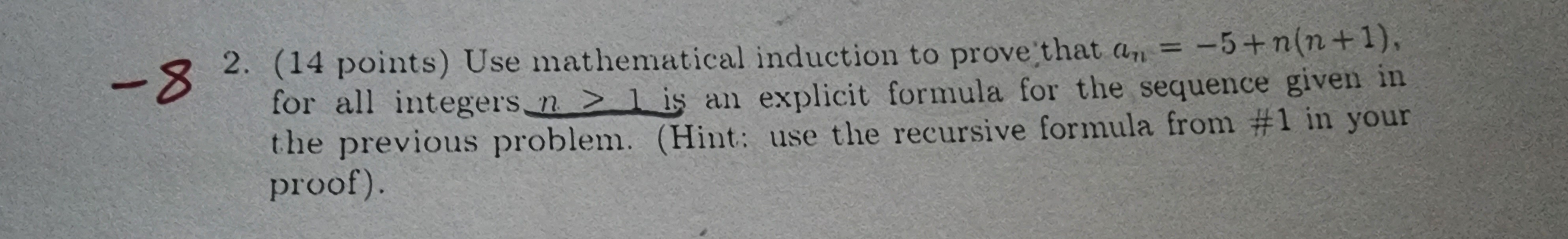 Solved (14 ﻿points) ﻿Use mathematical induction to prove | Chegg.com