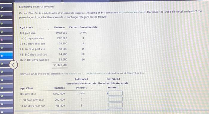 Solved Estimating doubtful accounts Outiaw Buke Co. is a | Chegg.com
