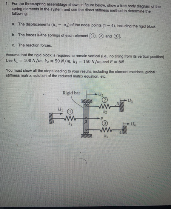 Solved 1. For the three-spring assemblage shown in figure | Chegg.com