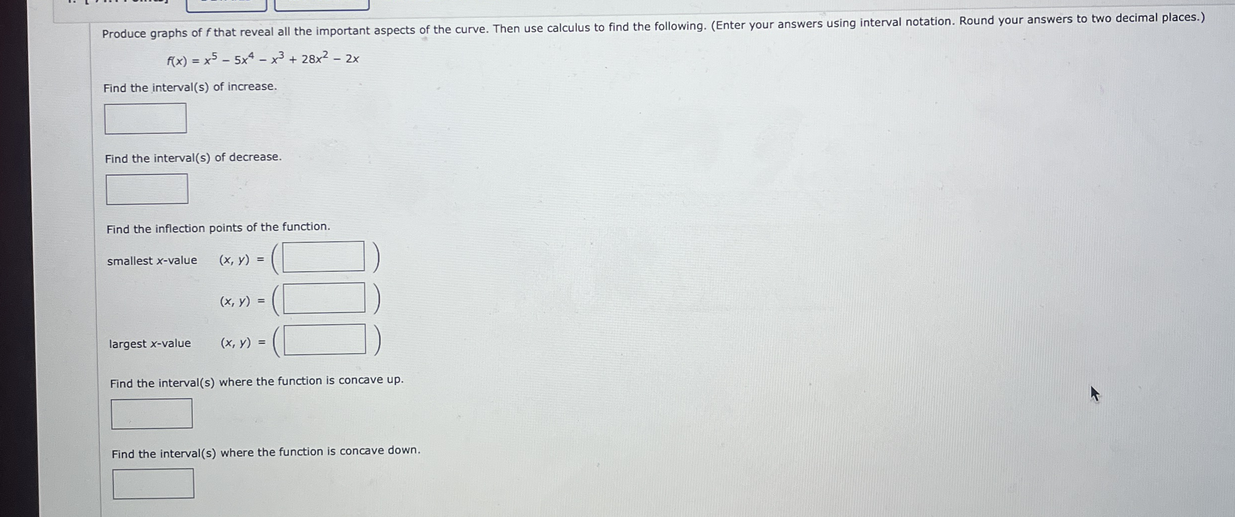 Solved f(x)=x5-5x4-x3+28x2-2xFind the interval(s) ﻿of | Chegg.com