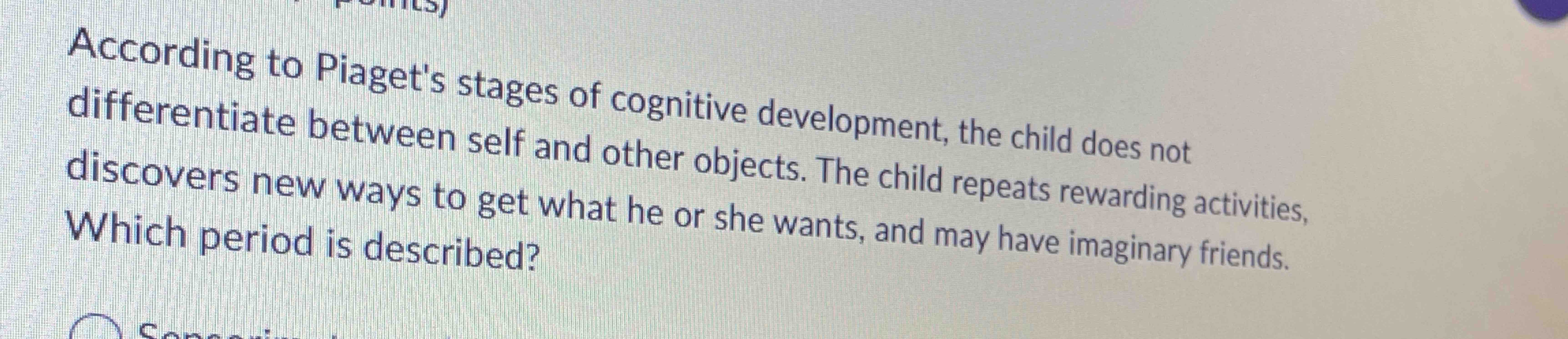 Solved According to Piaget's stages of cognitive | Chegg.com