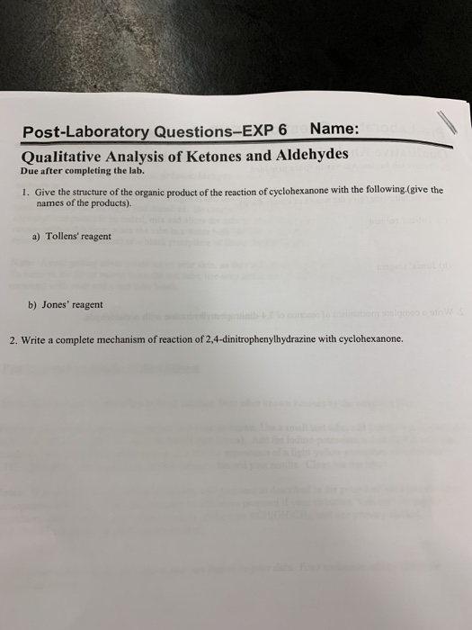 Solved Post-Laboratory Questions-EXP 6 Name: Qualitative | Chegg.com