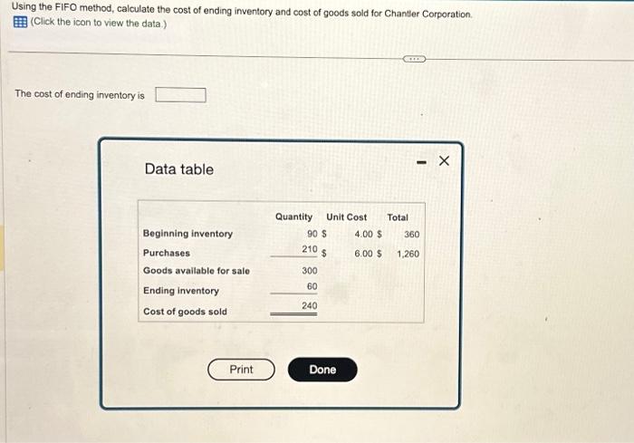 Solved Using the FIFO method, calculate the cost of ending | Chegg.com