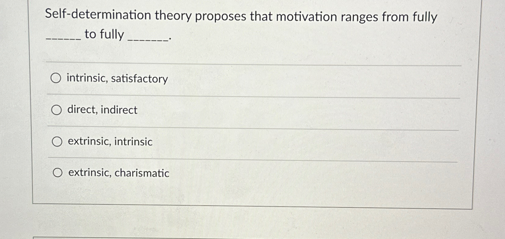 Solved Self-determination theory proposes that motivation | Chegg.com