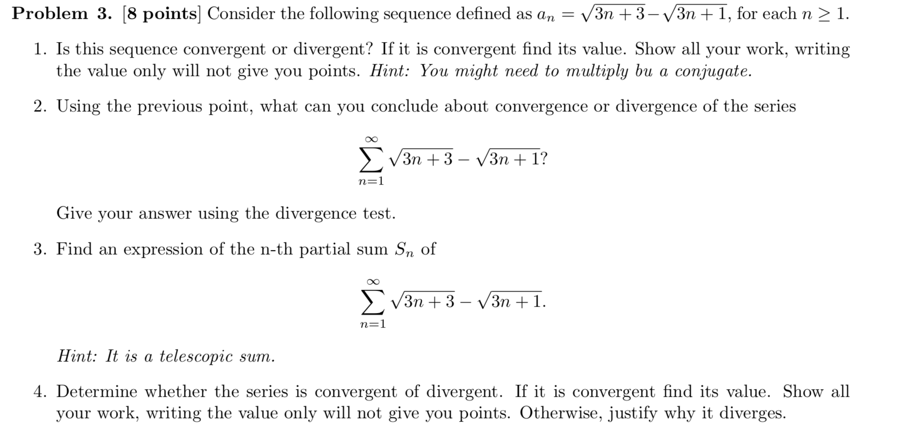 Solved Problem 3. [8 ﻿points] ﻿Consider the following | Chegg.com