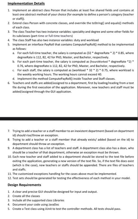 Solved UML DiagramImplementation Details 1. Implement an | Chegg.com