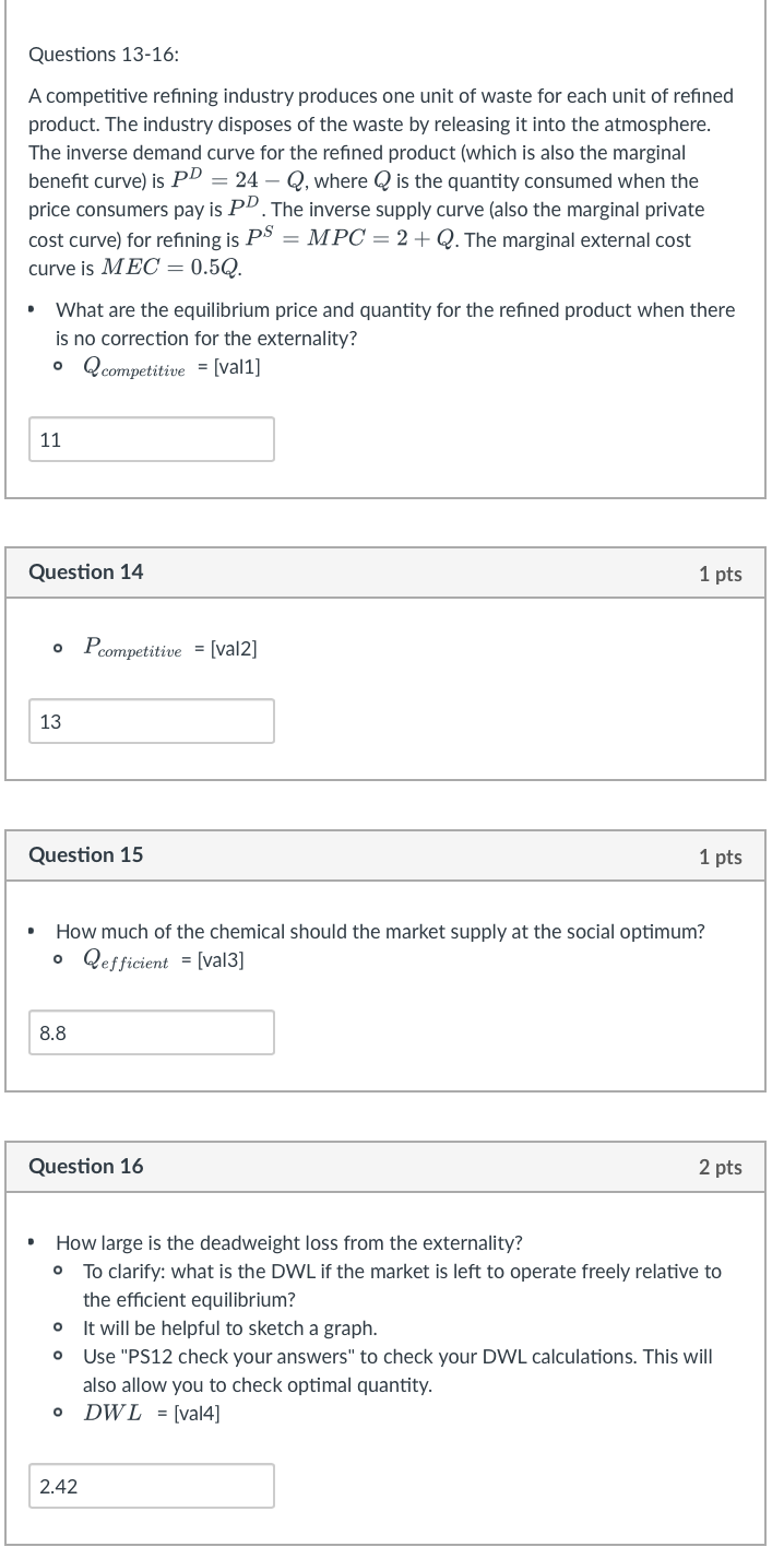 Solved Questions 13-16:A competitive refining industry | Chegg.com