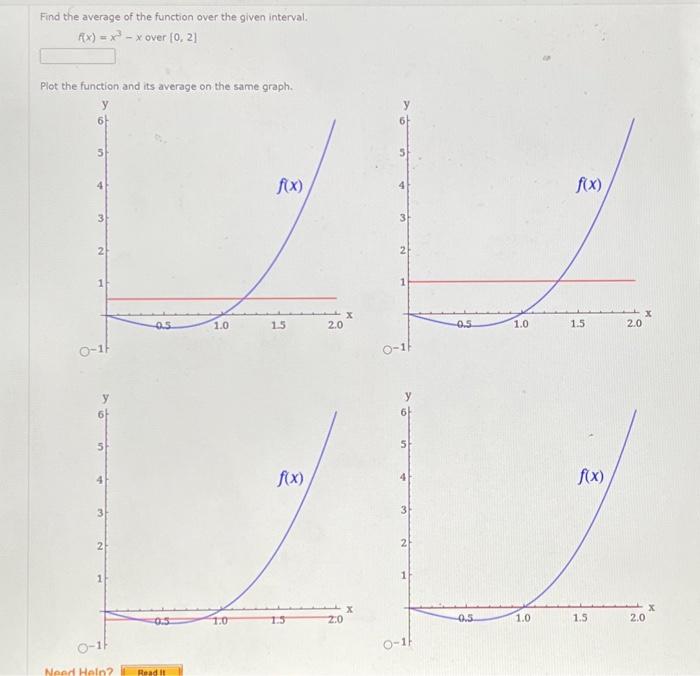 Solved Find the average of the function over the given | Chegg.com