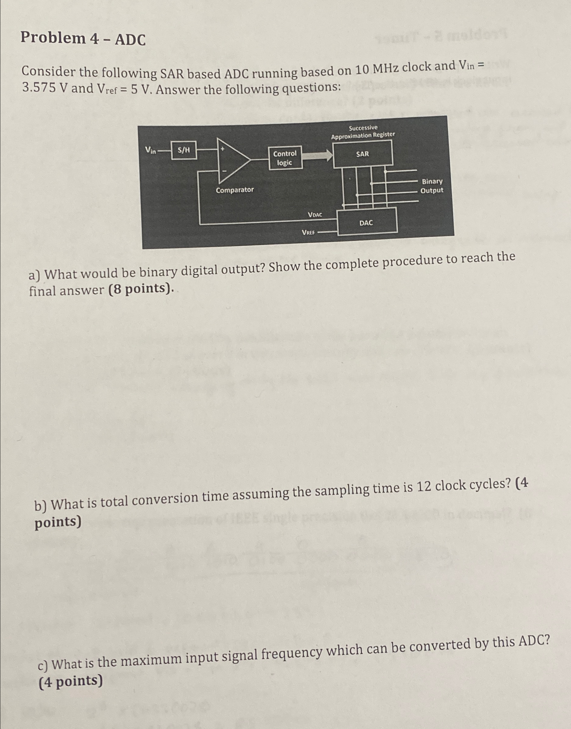 Solved Problem 4 - ﻿ADCConsider the following SAR based ADC | Chegg.com